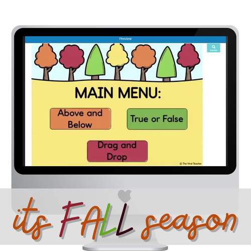 Spatial Concepts & Prepositions of Place Above and Below Fall Themed ...