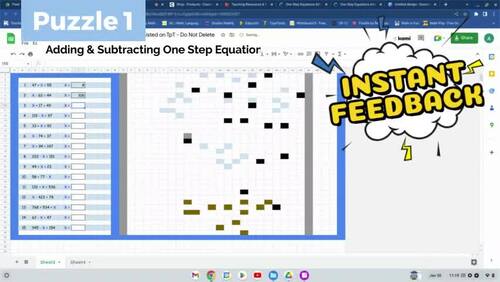 One Step Equations 6th Grade Math No Prep Digital Pixel Art Puzzle Bundle