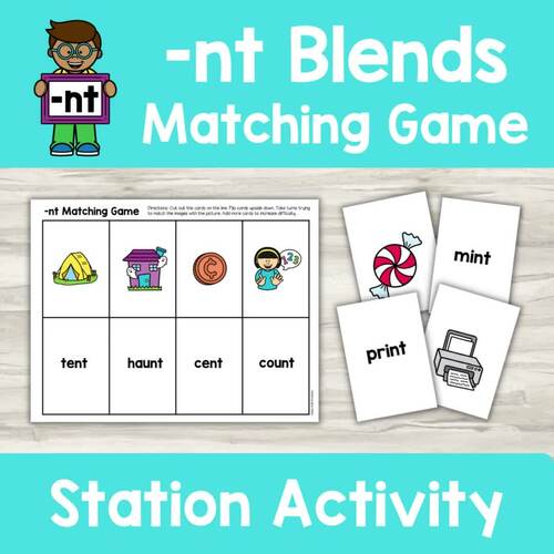 -nt Ending Blends Phonics Matching Game Reading Center Station | 1st ...