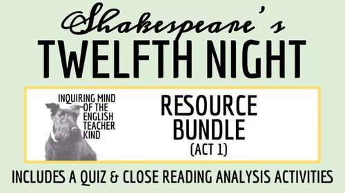 Twelfth Night Act 1 Quiz, Analysis Worksheets & Vocabulary Activities ...