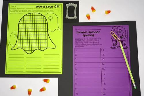 Halloween Word Work Fall Worksheets Spelling Activities & Practice for ...