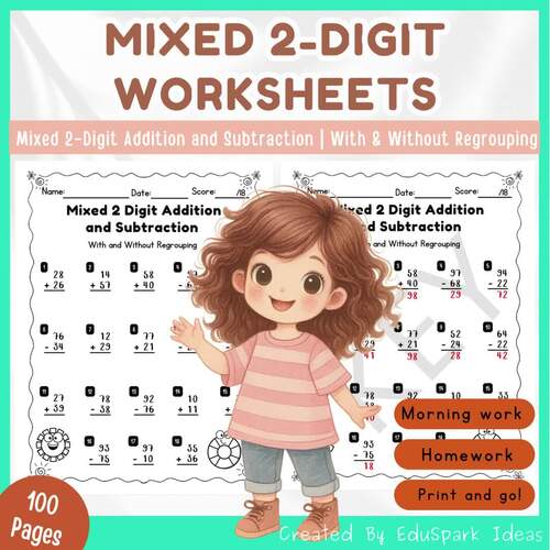 Two Digit Mixed Addition and Subtraction with and without Regrouping ...