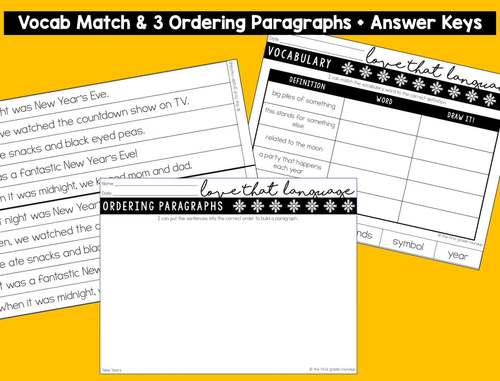 New Years and Winter Grammar Worksheets | TPT