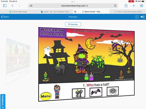 Halloween Picture Scene Question Prompts Boom Cards™ | Speech Therapy