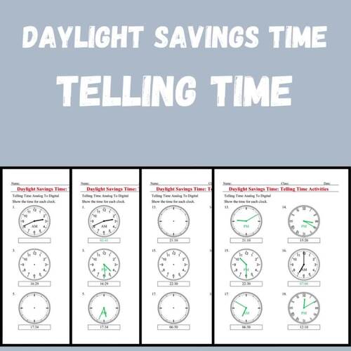 Spring & Daylight Savings Time: Telling Time Draw the Clock Hands Activity