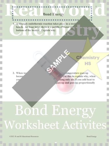 Bond Energy Activity Worksheet Activities Solutions Included | TPT