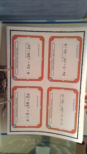 Radical equations – 32 Task cards by MathNoHow | TPT