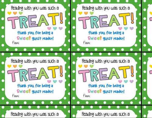 Rice Krispies Treats Guest Reader Appreciation Gift Tag- Reading with ...