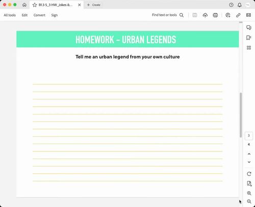 ESL Intermediate Homework: Storytelling: Jokes, Legends & Allegories