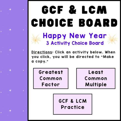 Greatest Common Factor & Least Common Multiple | New Years Digital Activity