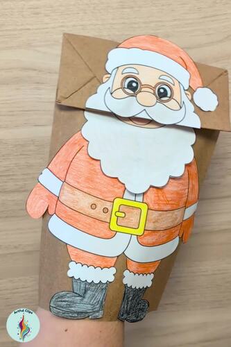 Santa Craft | Christmas Paper Bag Puppets Template | Printable December ...