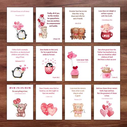 Christian Valentine's Day Bible Verse Scripture Cards, February ...