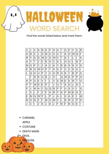 Halloween Word Search Worksheet by KP learning | TPT