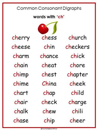 Digraphs sh, ch, th, wh Words List, Consonant Diagraph, Reading Phonics ...