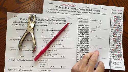 7th Grade Math Number Sense Multiple Choice Assessments (Editable in ...