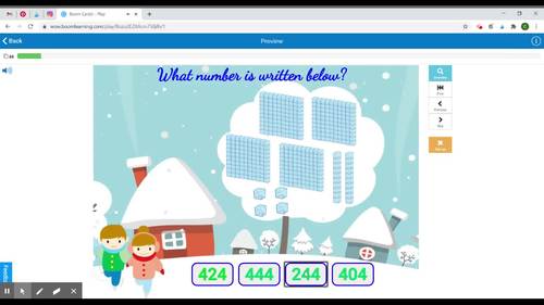 Place Value Base 10 Blocks Winter Math Boom Cards 1st Grade Math ...