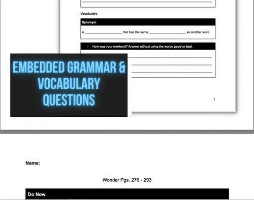 Wonder - Pgs. 276 - 293 - Classroom Worksheet by HeyItsMsSiegel | TPT