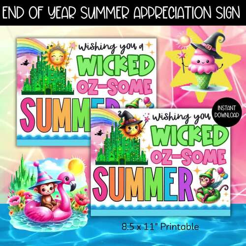 Wicked Summer End of Year Teacher Staff Appreciation Poster Sign, EOY ...