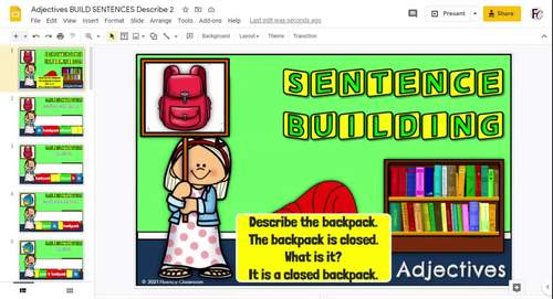 Adjectives BUILD SENTENCES Describe 2 ESL Digital Google PowerPoint