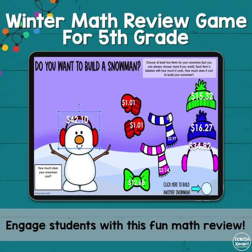 5th Grade Digital Math Winter Activities & Centers | Distance Learning