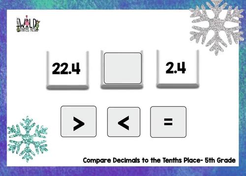 Winter Comparing Decimals Boom Cards- to the TENTHS place | TPT