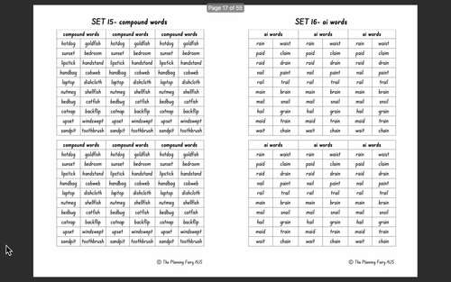 54 Spelling Lists- Structured Phonics- decodable words for reading and ...