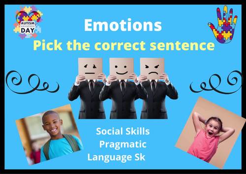 Emotions Choose The Correct Sentence Autism Social Skills Speech Therapy