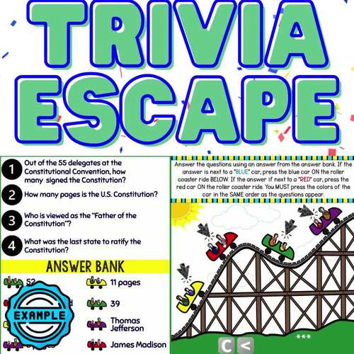 U.S. Constitution BUNDLE - Escape Room - Reading Comprehension - Text ...