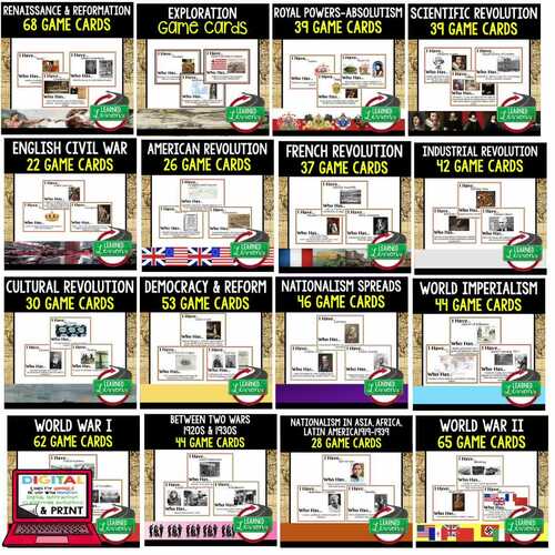 Latin America 1945 Post WWII Game Cards, Print & Digital Learning, Google