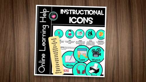 Online Learning - Instructional Icons by For the love of it | TPT