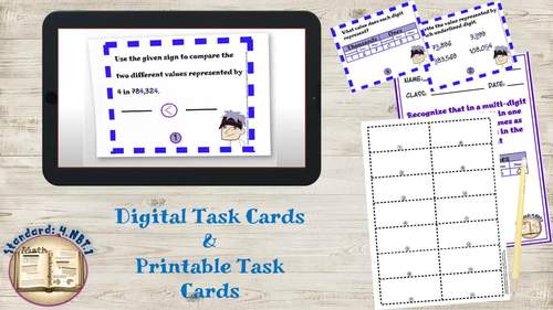 Place Value of Whole Numbers (4.NBT.1): Task Cards by Math Technologist