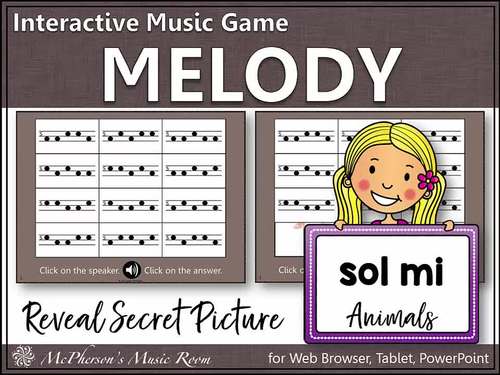 Solfege Interactive Melody Game Sol Mi Reveal the Secret Picture {Animals}