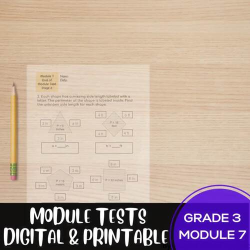 Special Education Engage NY {Eureka} Math Grade 3 Modified Module 7 Tests