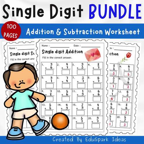 Single Digit Addition & Subtraction Bundle - Kindergarten & 1st Grade