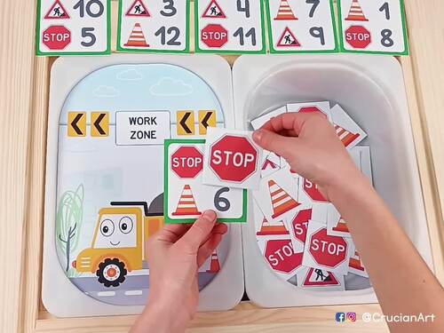 Construction Dump Truck Flisat Insert: Road Signs Matching & Counting ...