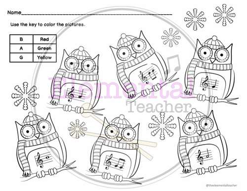 Winter Owls Color By Note Treble and Bass Clef Music Activity BUNDLE