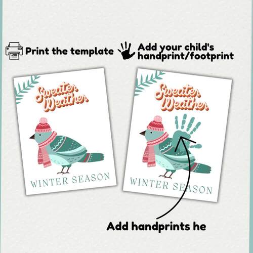 Winter Handprint Craft Template | Sweater Weather | Winter Activities