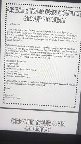 Create Your Own Country Group Project | Social Skill: Teamwork | Elementary
