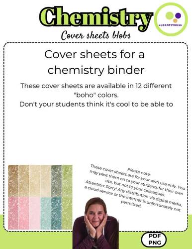 Chemistry | 12 cover sheets | blobs | chemistry binder by Lernfitness