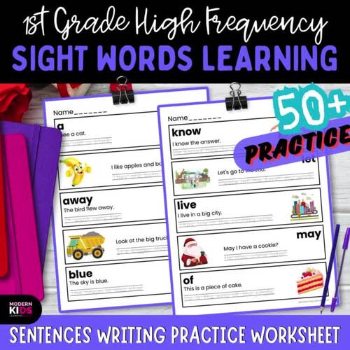 First Grade High Frequency Sight Words Learning & Sentences Writing ...