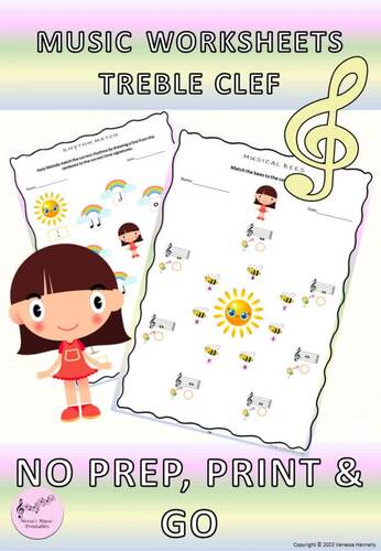 Music Worksheets Treble Clef by Nessa's Music Printables | TPT