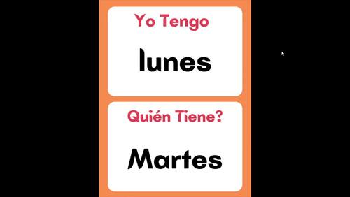 I Have, Who Has? Spanish Days of the Week & Months of the Year Cards in ...