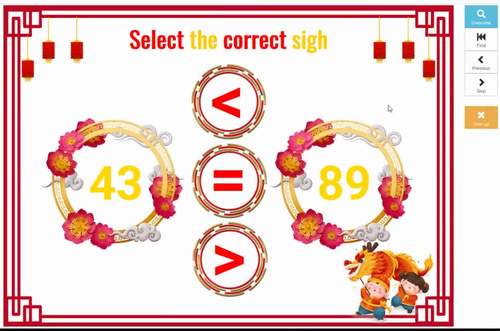 #TOAST23 Chinese New Year Math Comparing Numbers to 100 Boom Cards