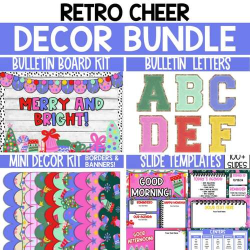 Retro Christmas Bulletin Board Decor Bundle / Bright Holiday Decor Bundle