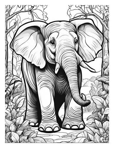 Happy Elephant Adventures:A Nature-Inspired Cartoon Coloring Book for KidS