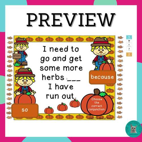 Fall Kids Conjunctions and so but because or Boom Cards™ by The British ...