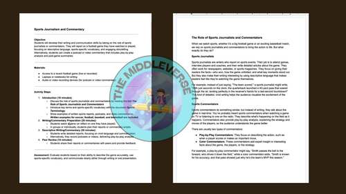 Sports Journalism & Commentary Writing Activity by The MiddleVerse