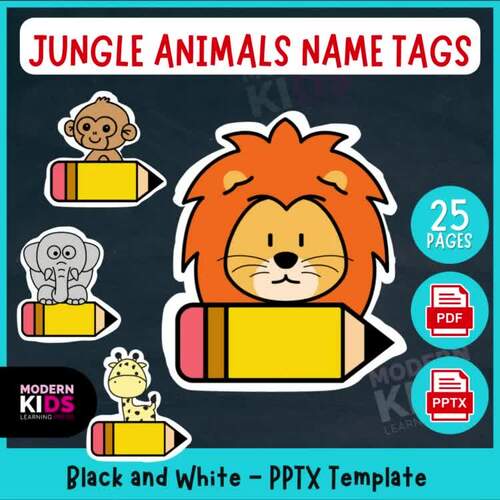 Jungle Animals Theme Editable Name Tags and Labels by ModernKids ...