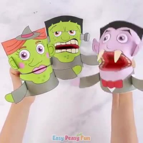 Halloween Puppets | Witch, Vampire, Frankenstein's Monster Crafts