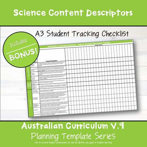 V9 Australian Curriculum SCIENCE Content Descriptor Overviews - Year 6